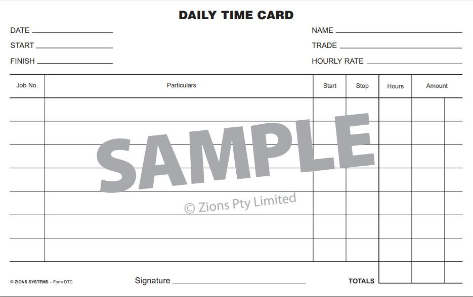 Time Sheets & Cards Daily Time Card | Mega Supplies