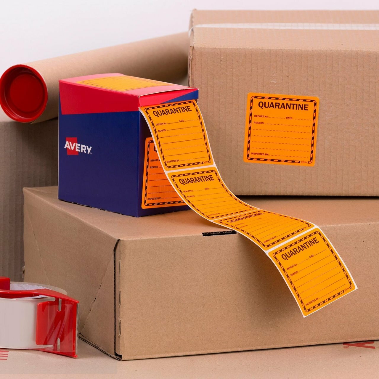 Avery 932621 Quarantine Fluoro Orange Labels 1000/Roll | Mega Office ...