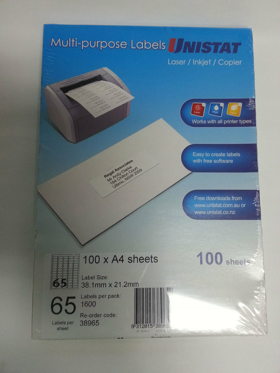 Unistat 38965 Multipurpose Label 38.1x21.2mm | Mega Office Supplies