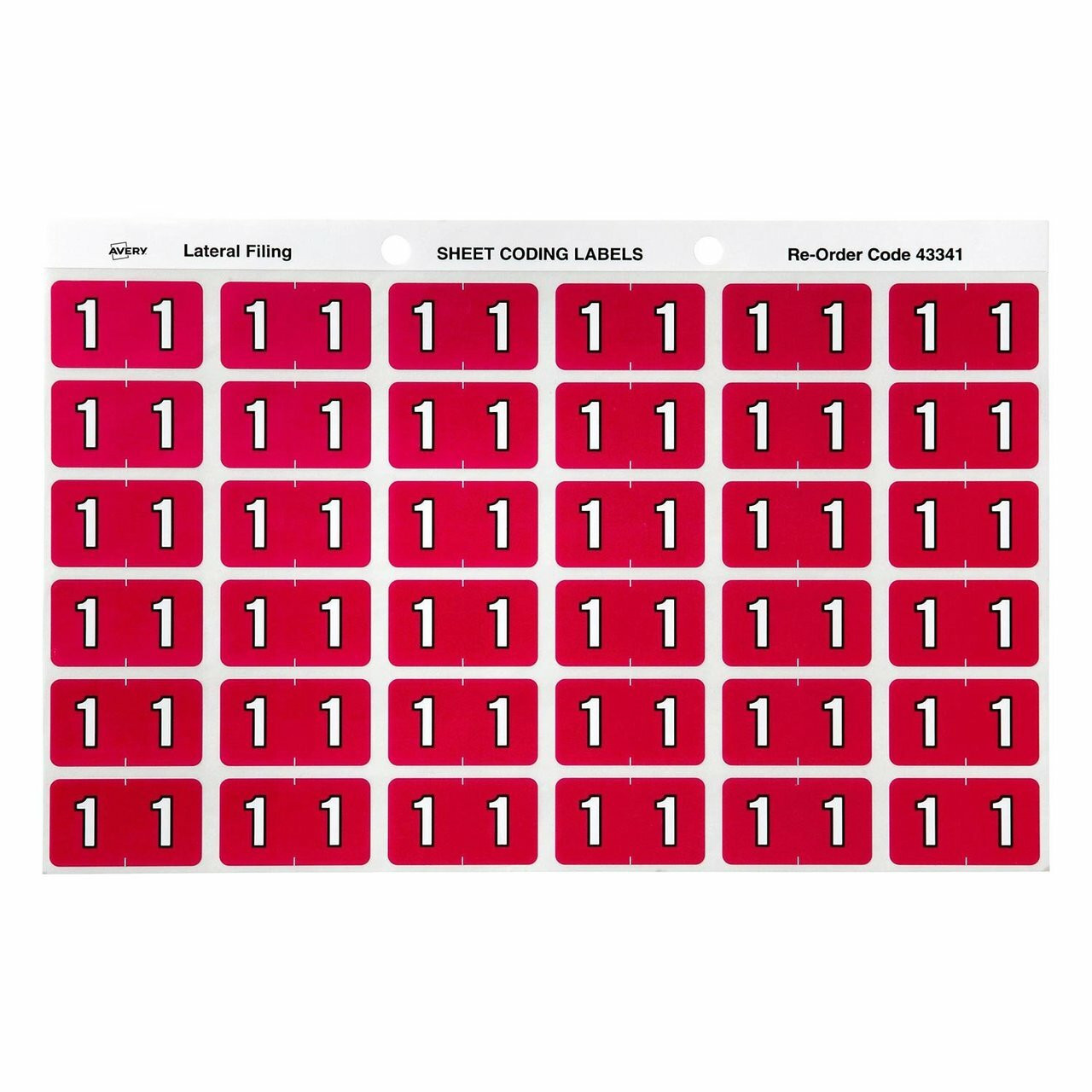 Avery 43341 Numeric '1' Side Tab Colour Coding Labels | Mega Office ...