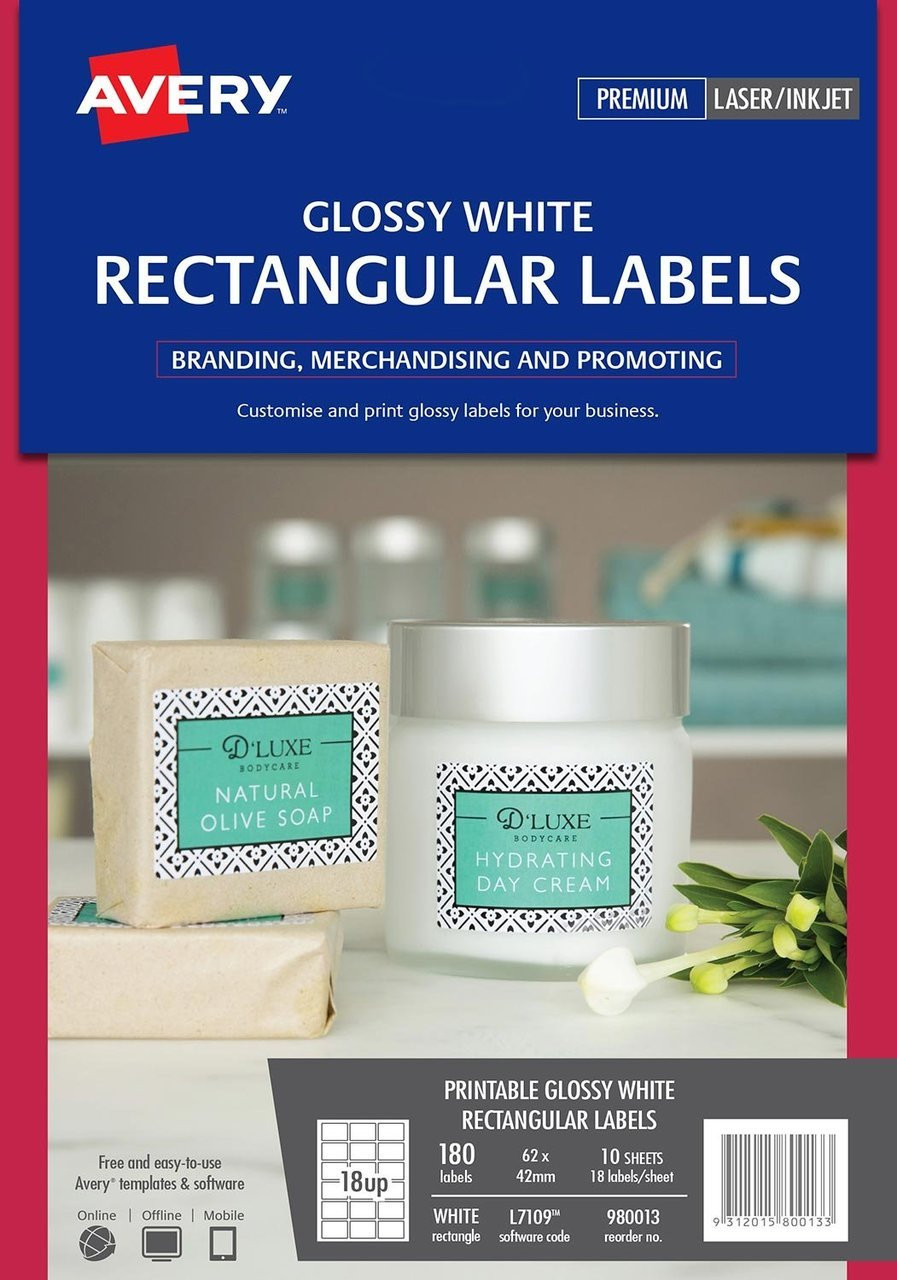 Avery L7109 Glossy White Rectangular Product Labels | Mega Office Supplies