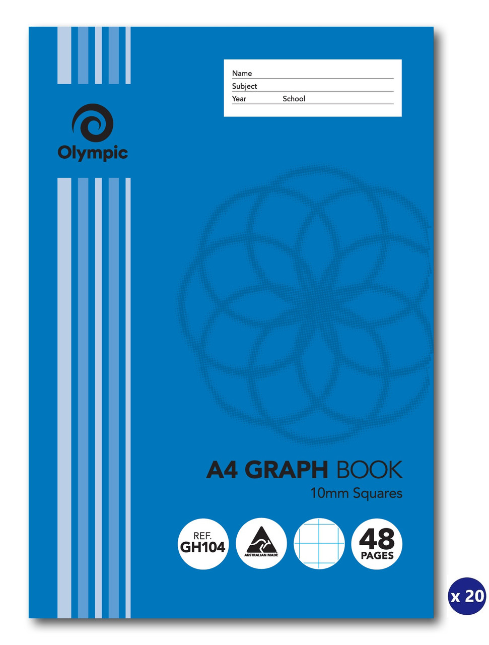 Olympic A4 Graph Book 48 Pages 10mm Ruled - Pack of 20 | Mega Office ...