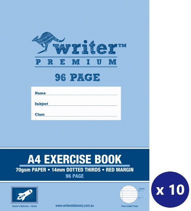 Writer Premium A4 Exercise Book, 96pg, 14mm Dotted Thirds + Margin ...