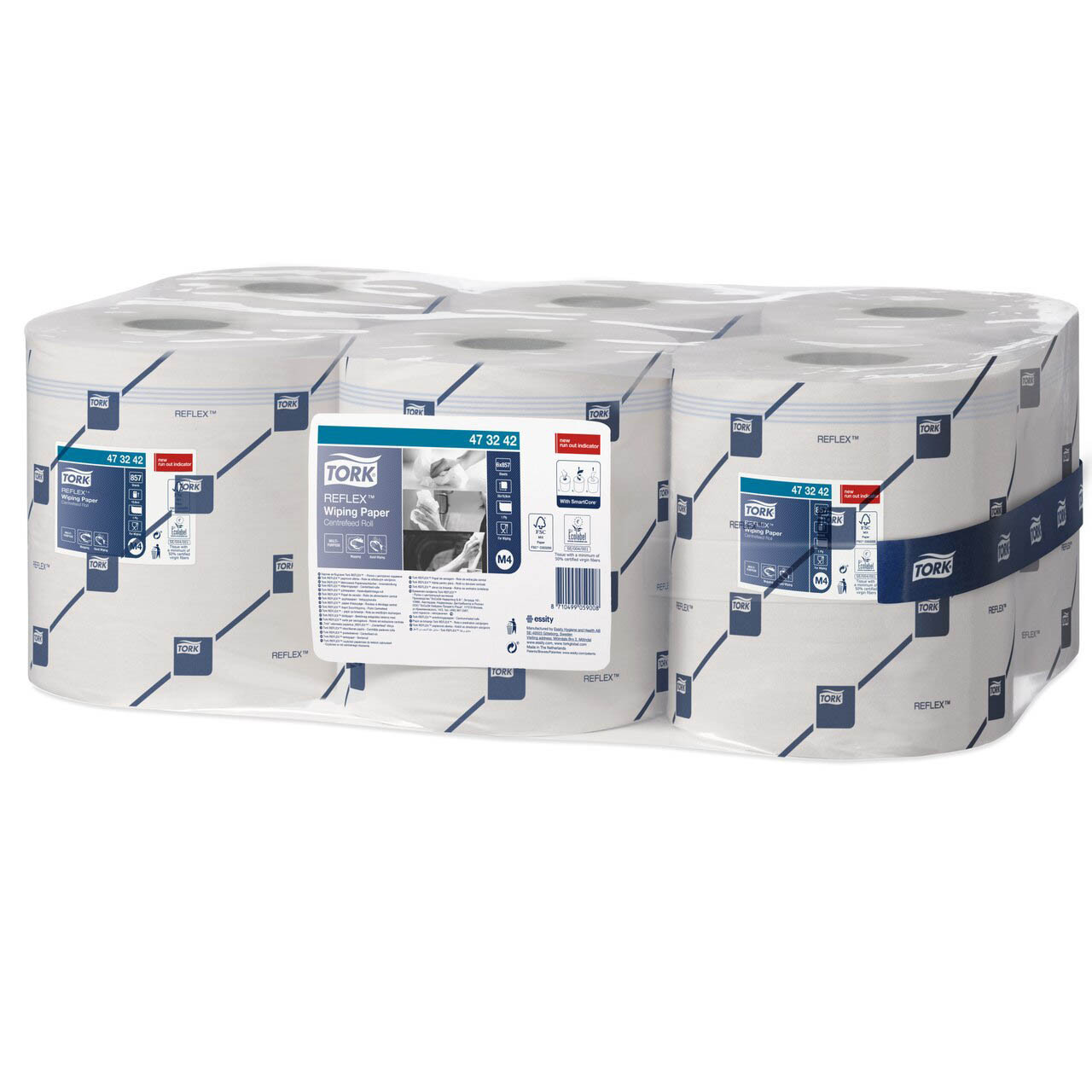 Tork 473242 Reflex Wiping Paper 1Ply M4 White - Carton Of 6 Rolls ...