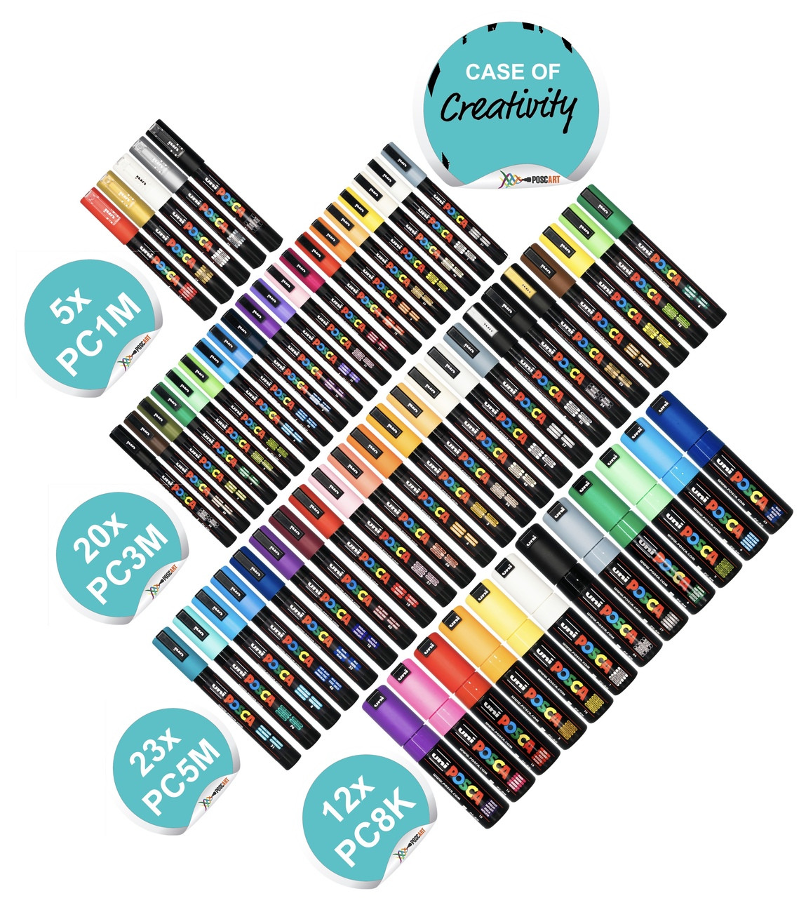 Posca CASE60LRG Large Storage Case with 60 Assorted Markers | Mega ...