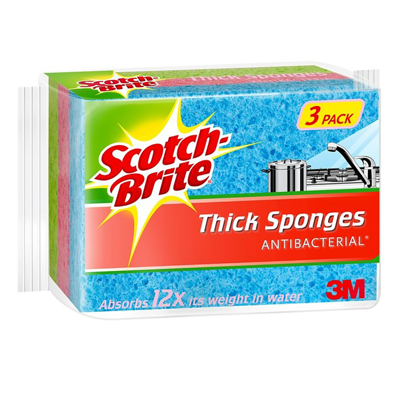Scotch-Brite Antibacterial Thick Sponge Pack of 3 - Box 8 | Mega Office ...