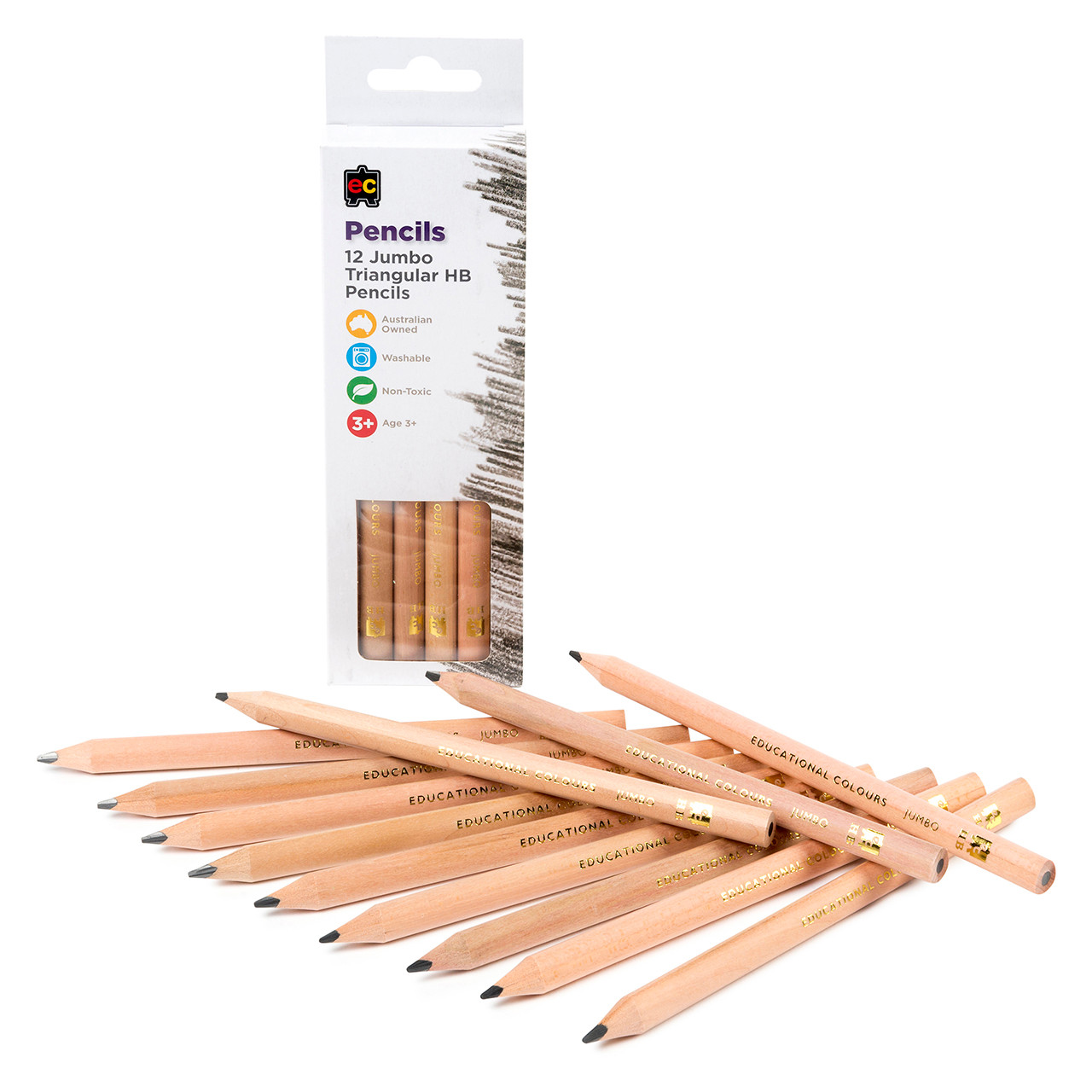 Jumbo Triangular HB Pencils Set of 12 | Mega Office Supplies