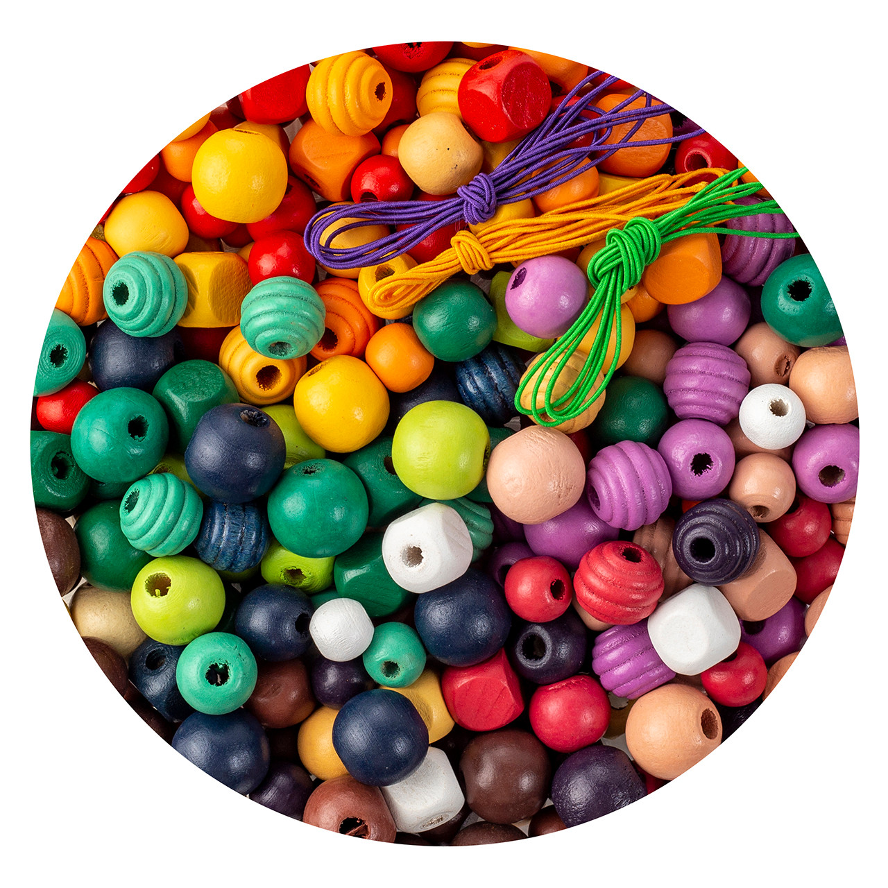Assorted Wooden Beads 575g Jar | Mega Office Supplies