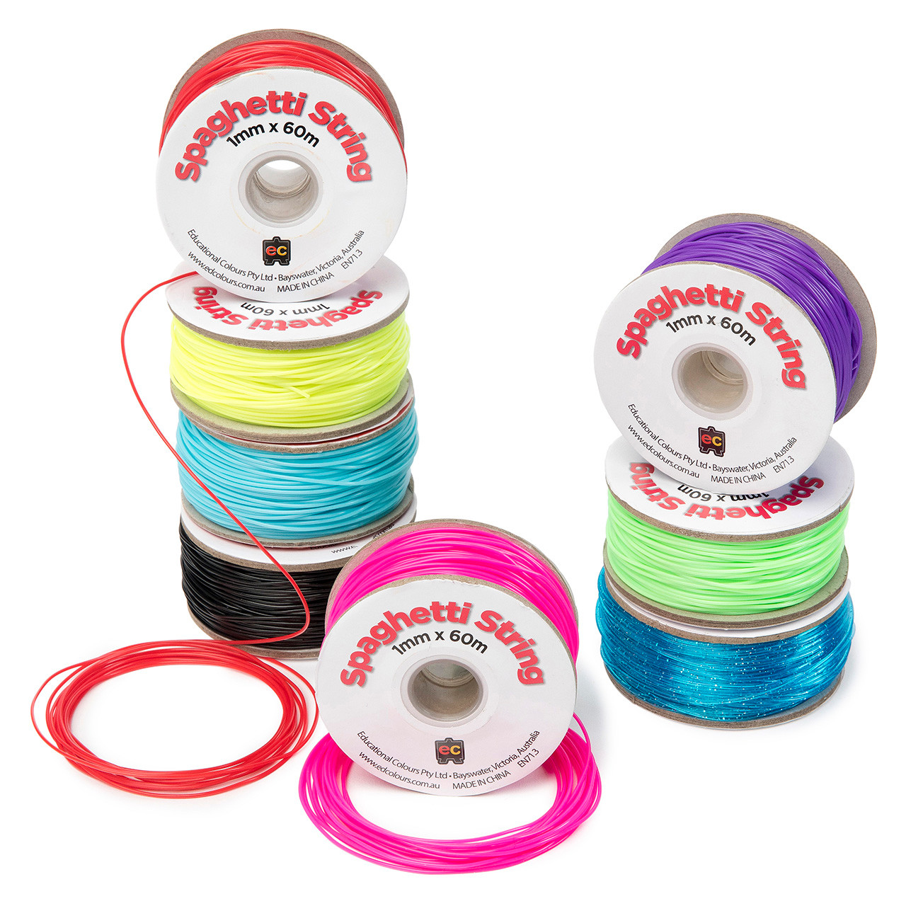 Red Spaghetti String 60M - Educational Colours | Mega Office Supplies