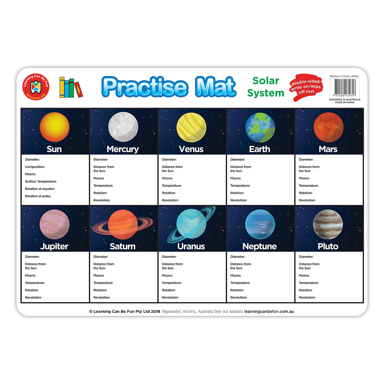 Solar System Practice Mat | Mega Office Supplies
