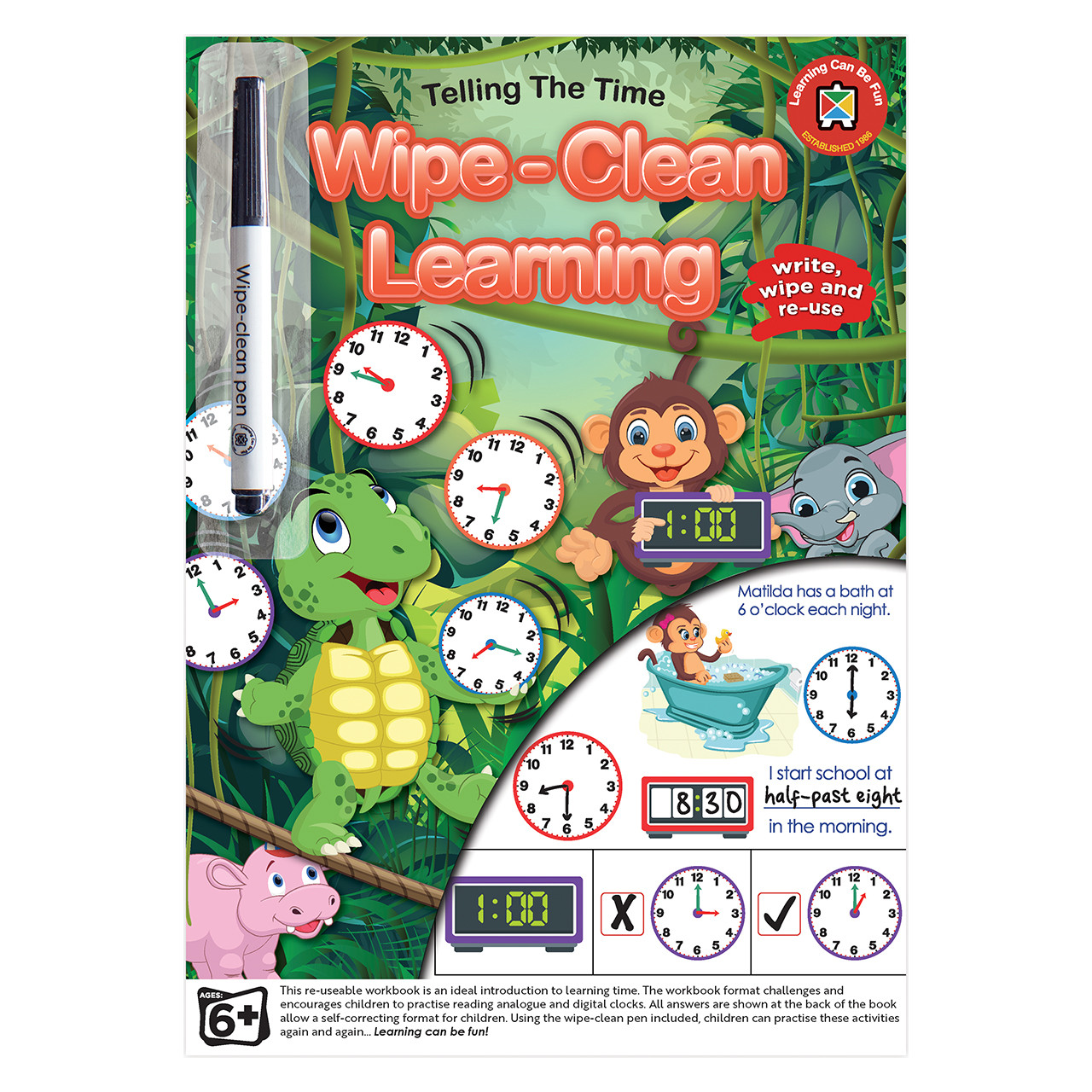 Telling the Time Wipe-Clean Learning Book | Mega Office Supplies