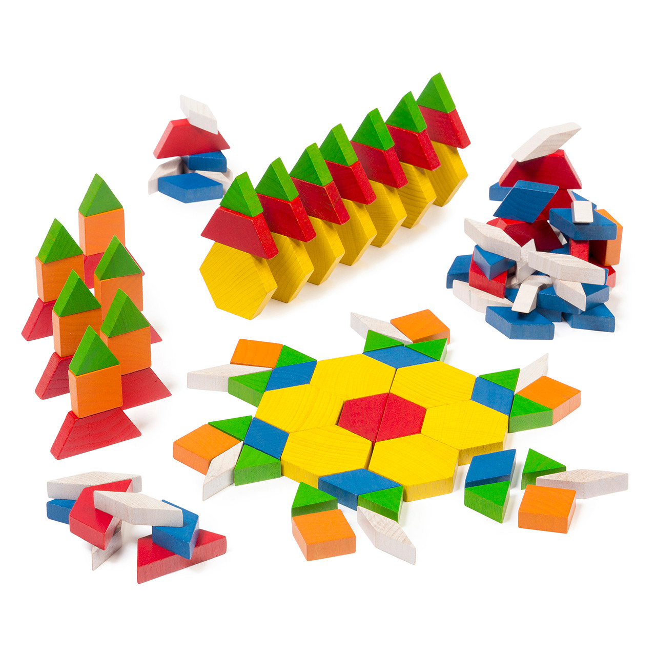 Wooden Pattern Blocks - Jar of 250 | Mega Office Supplies