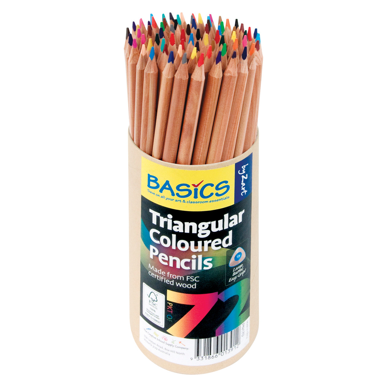 Basics Triangular Colour Pencils Pack of 72 | Mega Office Supplies