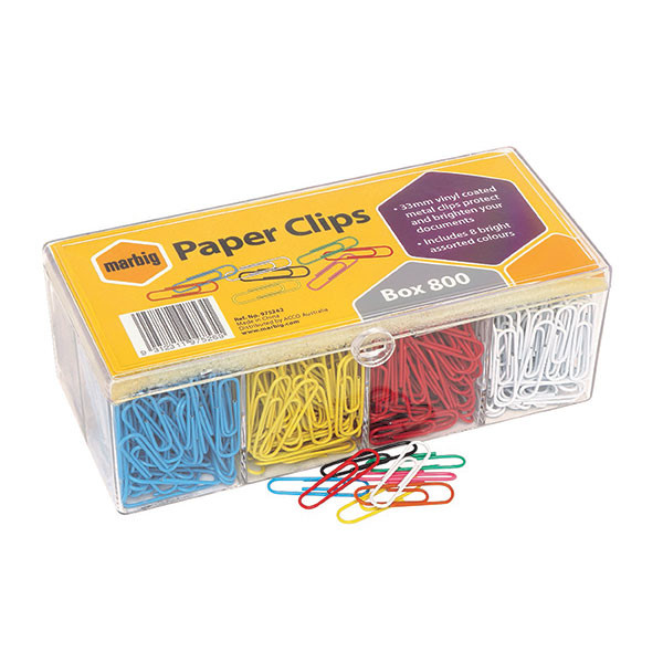 Mbg Paper Clips Large 33mm Asstd Colours Bx800 | Mega Office Supplies