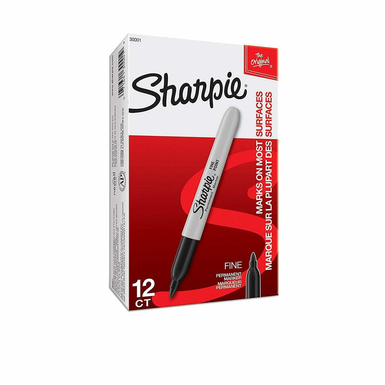 Sharpie S30001 Permanent Marker Bullet Point Fine 1.0mm Black - Box of ...