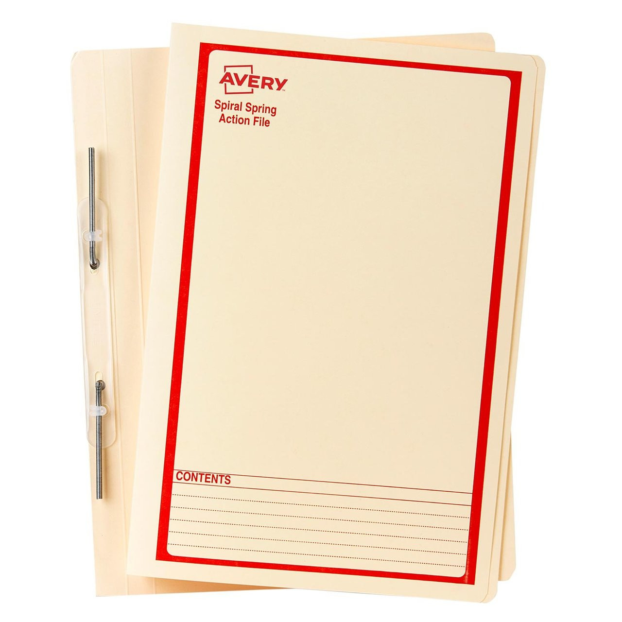 Avery 86514 Red Print Foolscap Buff Spiral Spring Action File - 25/Pack ...