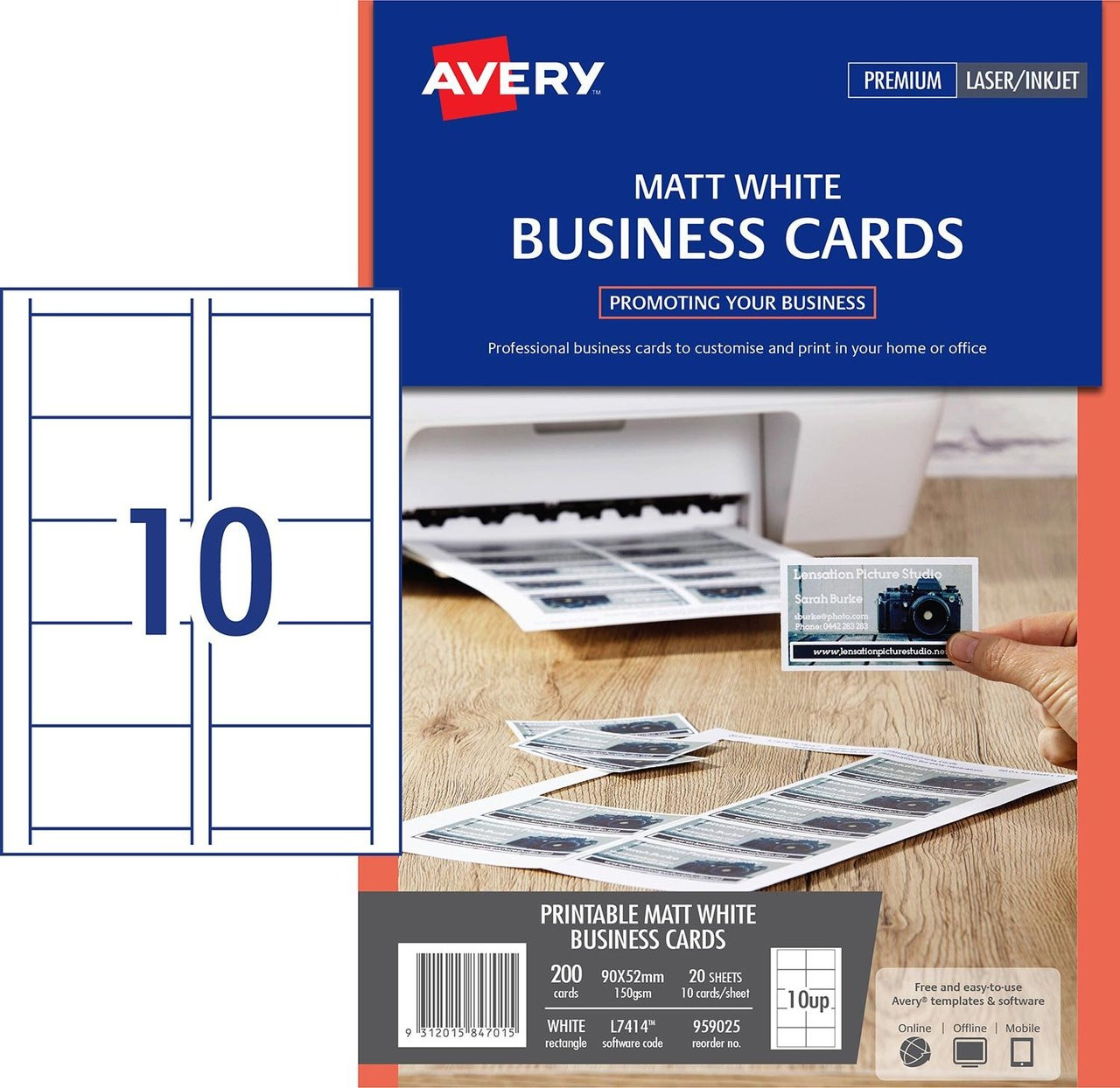 Avery White Micro-Perforated Business Cards - Matt 150gsm - 10UP | Mega ...