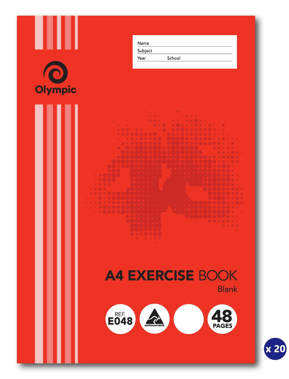 Olympic A4 Blank Exercise Book 48 Pages - Pack of 20 | Mega Office Supplies