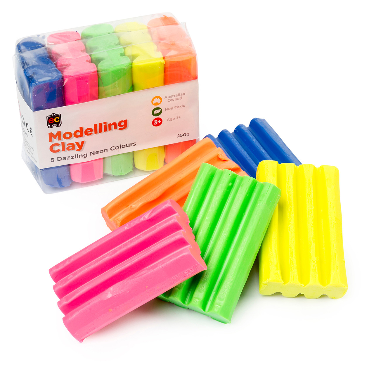 Fluorescent Colours Modelling Clay Pack of 5 | Mega Office Supplies