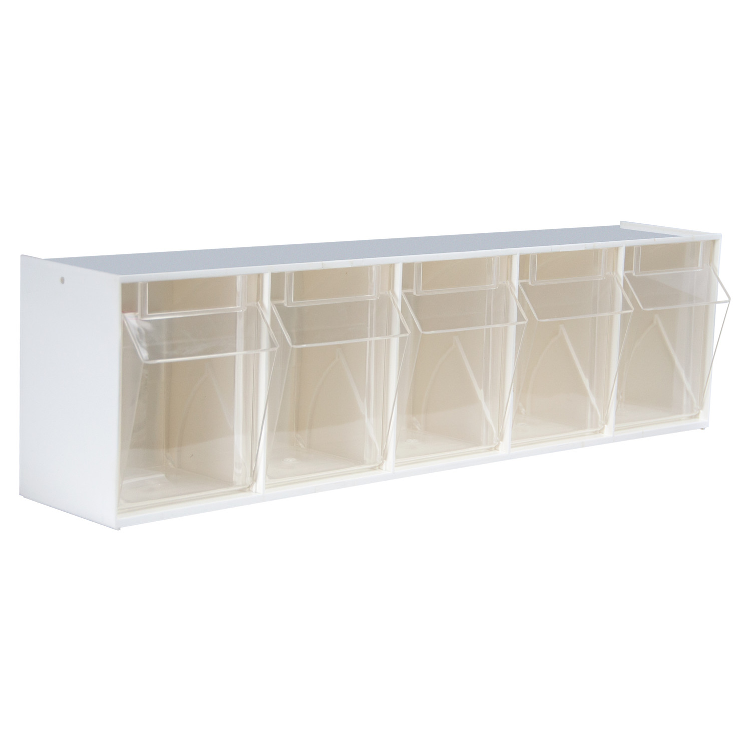 Deflecto Tilt Bin Storage System – Off White 5 Bin | Mega Office Supplies