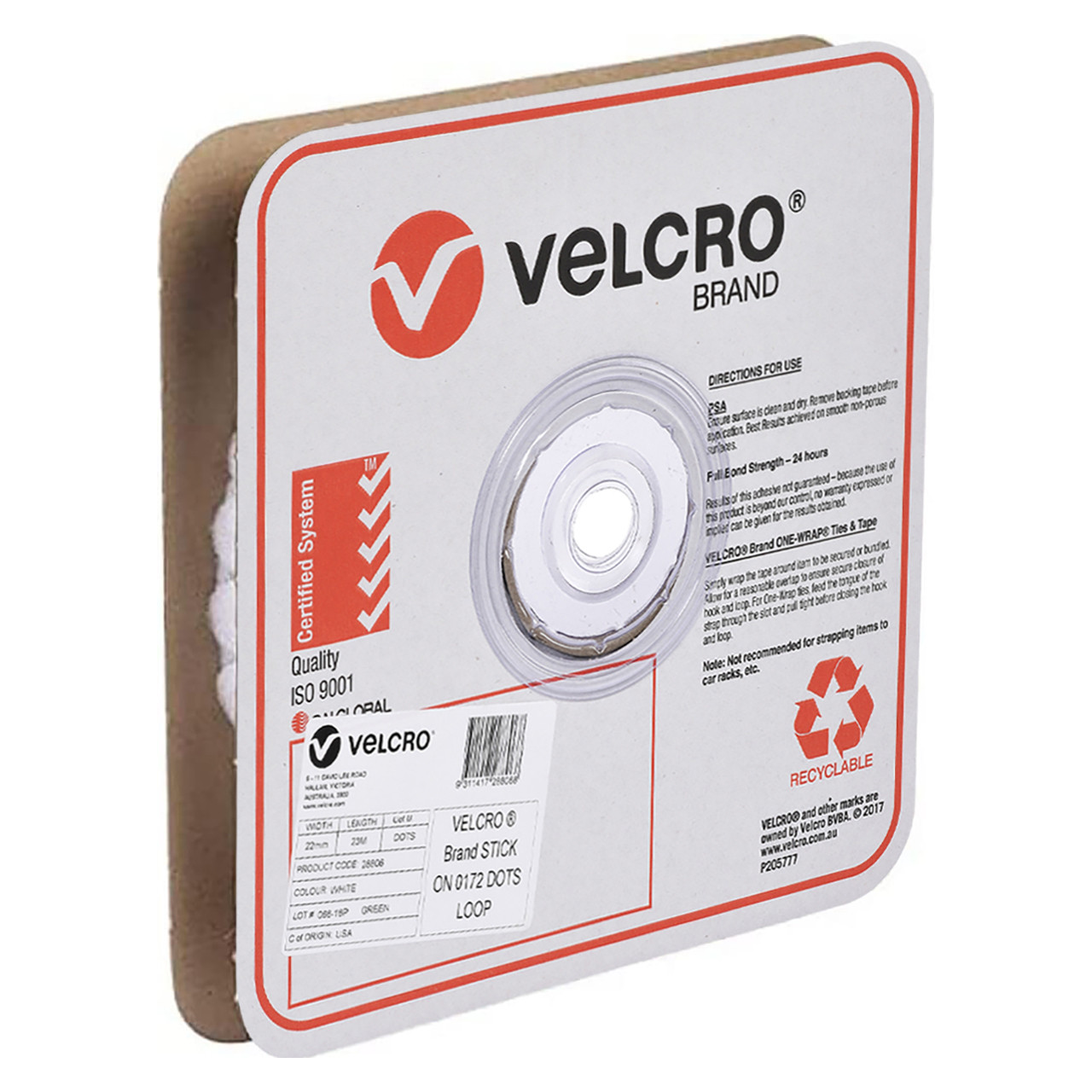 Velcro Brand Loop Only 22mm 900 Spots White | Mega Office Supplies