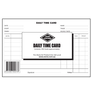 Time Sheets & Cards Daily Time Card | Mega Supplies
