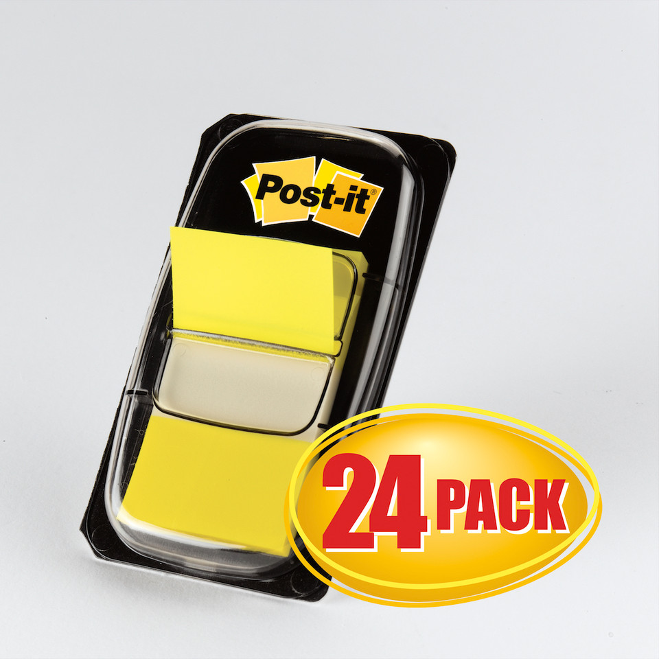 Flags Yellow 25x43mm Cabinet Pack 24 680-5-24CP | Mega Office Supplies