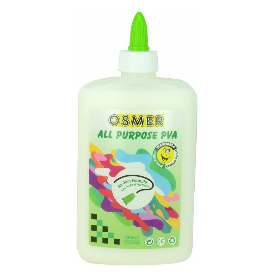 Osmer All Purpose PVA Glue 250ml White Pack 12 | Mega Office Supplies