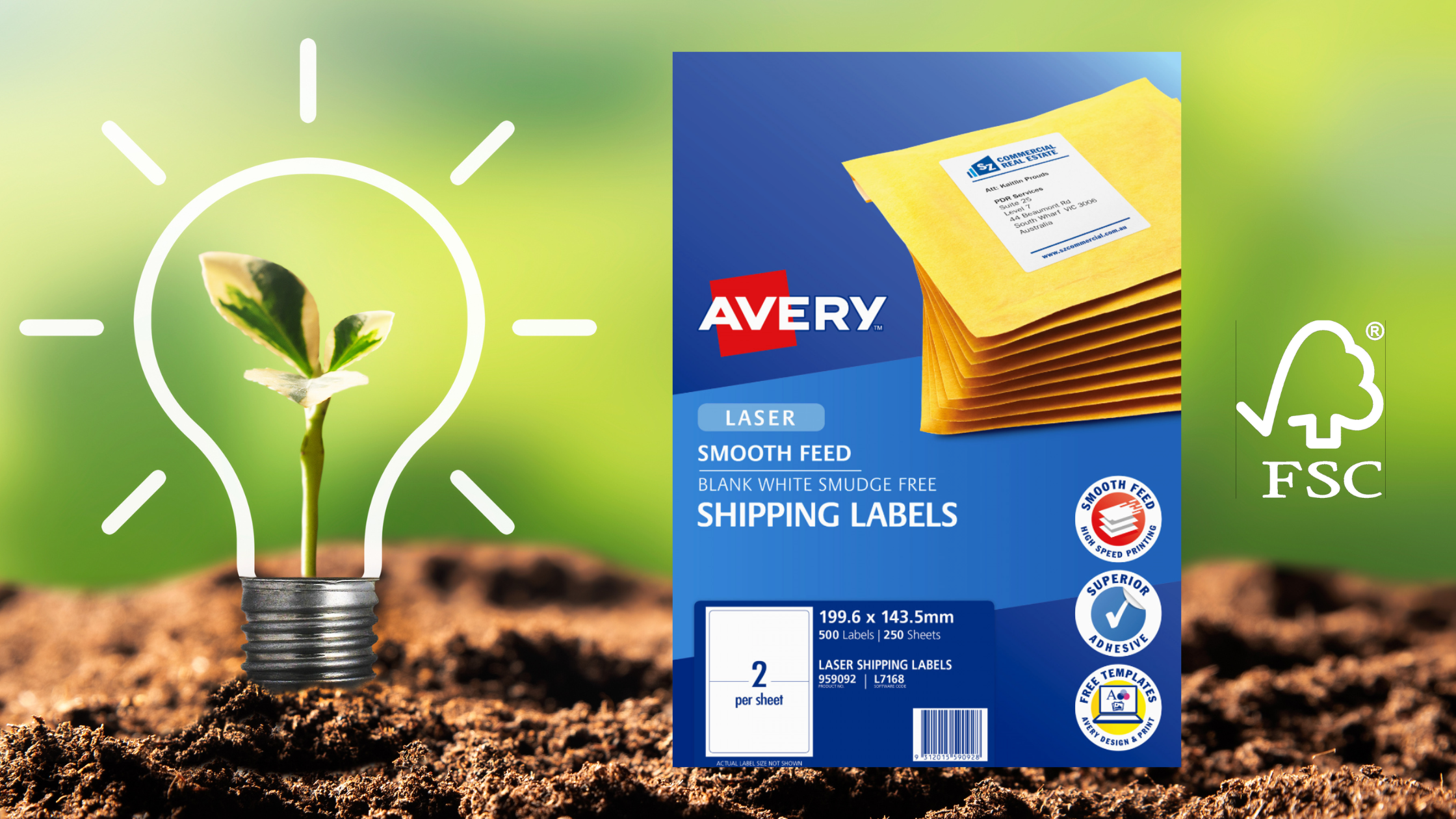 Avery 959092 White TrueBlock Shipping Labels L7168: The Eco-Friendly ...