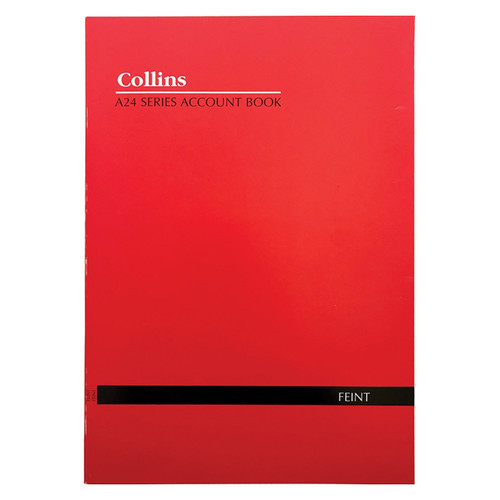 Collins Account Book Series 'A24' Feint Red Cover | Mega Office Supplies
