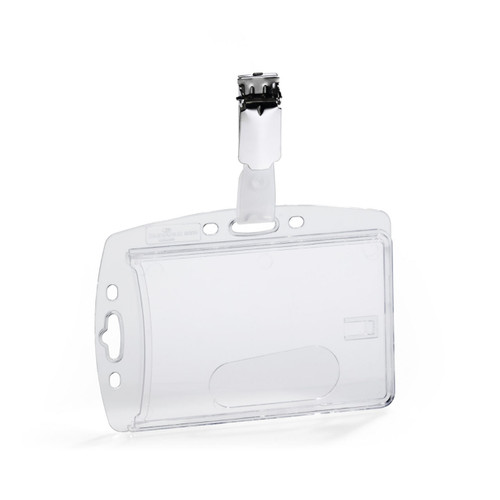 Durable 800519 ID Security Pass Holder Acrylic with Rotating Clip Clear ...