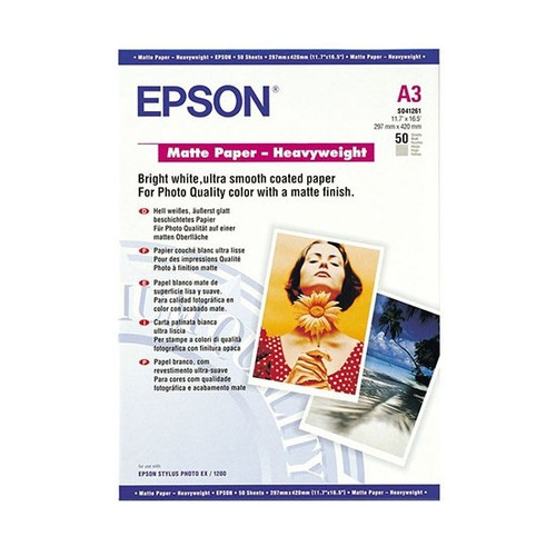 Epson C13S041261 Inkjet Paper Heavyweight 167gsm A3 Matte Pack 50 ...
