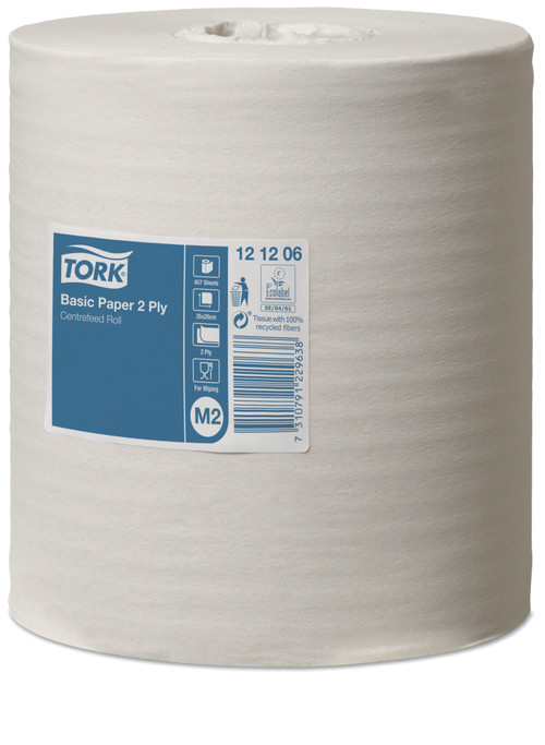 Tork Basic Centrefeed Paper Roll 2Ply M2 White Carton of 6