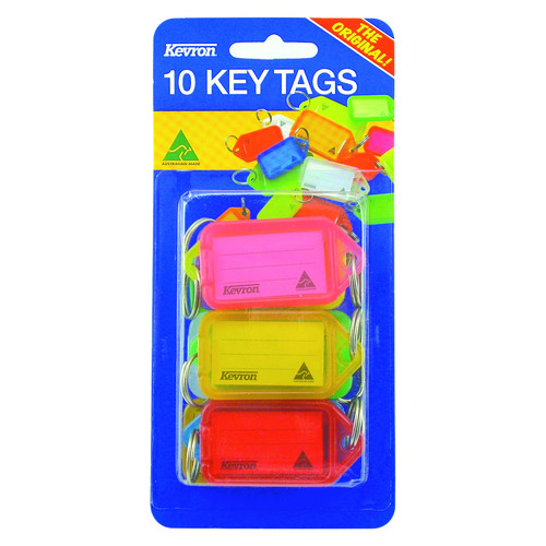 Kevron ID38 Key Tags Fluoro Assorted Pack 10 | Mega Office Supplies