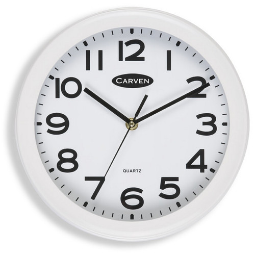 Carven Wall Clock 250mm White Frame | Mega Office Supplies