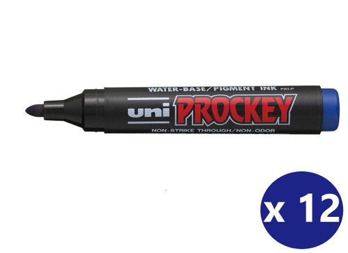 Uni Prockey Permanent Marker - Blue (Box of 12) | Mega Office Supplies