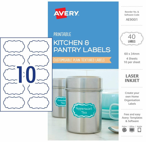 Avery AE9001 Textured Kitchen & Pantry Labels | Mega Office Supplies