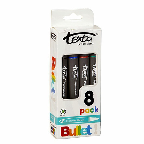 Texta #48904 Bullet Permanent Marker 1.0mm Assorted Colours Box of 8 ...