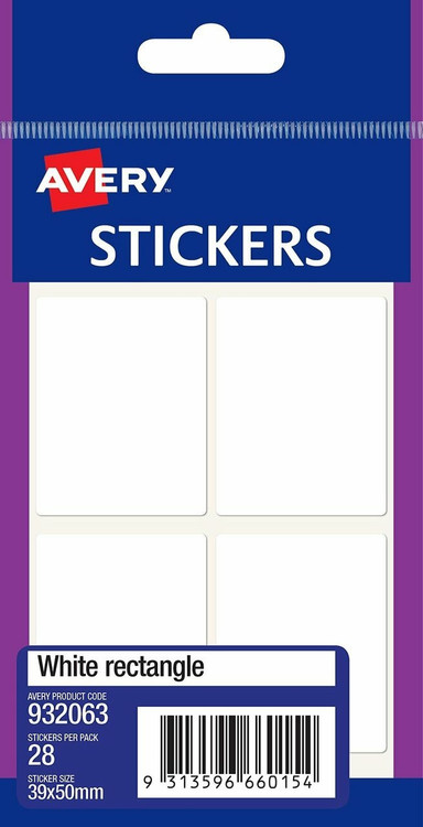 Avery 932063 White Rectangle Stickers - 40x50mm, 28/Pack | Mega Office ...