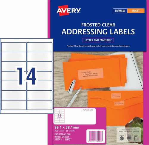 Avery Clear Matte Address Labels (350/Pack, 99.1x38.1mm) | Mega Office ...