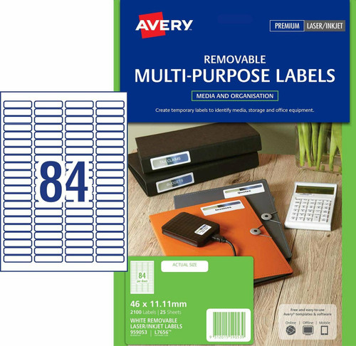 Avery L7656 White Removable 35mm Slide or Small Item Labels - 84UP ...