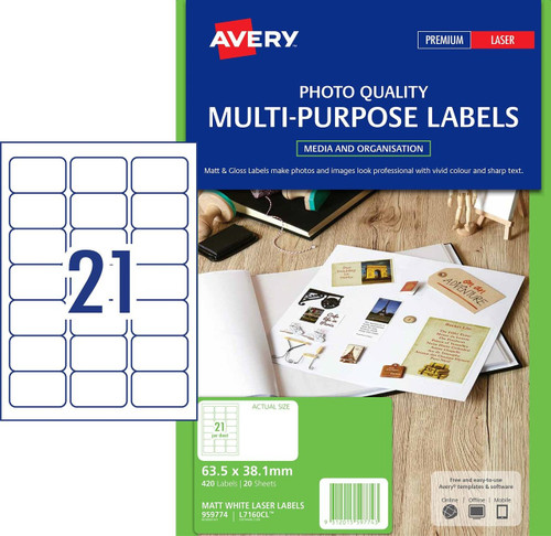 Avery L7160CL Matt White Photo Quality Labels | Mega Office Supplies