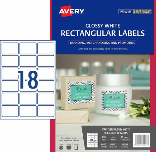 Avery L7109 Glossy White Rectangular Product Labels | Mega Office Supplies