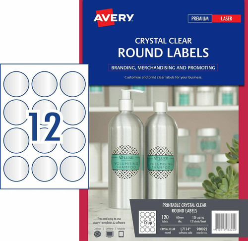 Avery L7114 Crystal Clear Round Product Labels | Mega Office Supplies