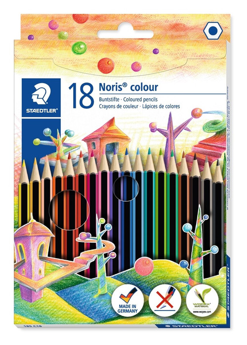 Staedtler 185 C18 Noris Colour - Box of 18 Assorted Coloured Pencils ...