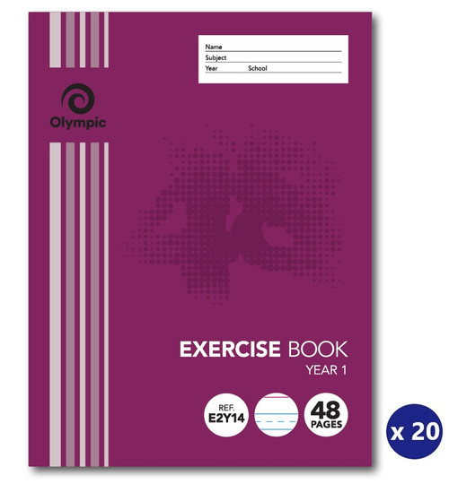 Olympic 48-Pg Exercise Book 24mm Year 1 - Pack of 20 | Mega Office Supplies