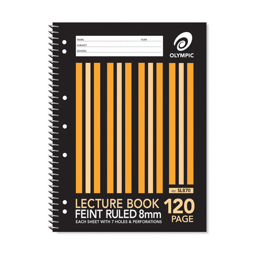 Olympic A4 Lecture Book 120 Pages 8mm Feint Spiral - Pack of 10