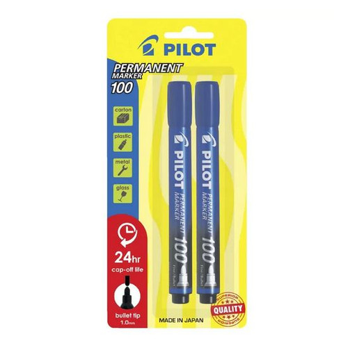 Pilot SCA-100 Permanent Marker Bullet Tip 1.0mm Blue 2pk