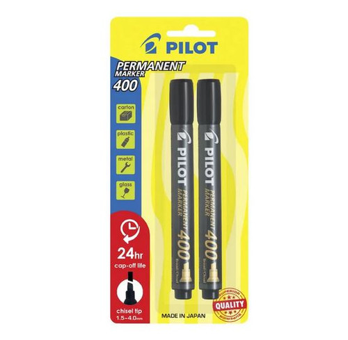 Pilot SCA-400 Permanent Marker Chisel Tip Black 2pk