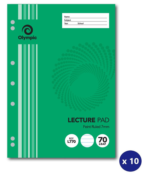 Olympic Lecture Pad A4 70 Leaf 7mm Ruled - Pack of 10
